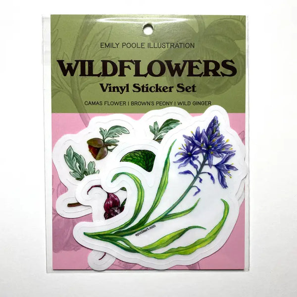 Wildflowers: 3 Piece Transparent Vinyl Sticker Set - SymbiOp Garden Shop